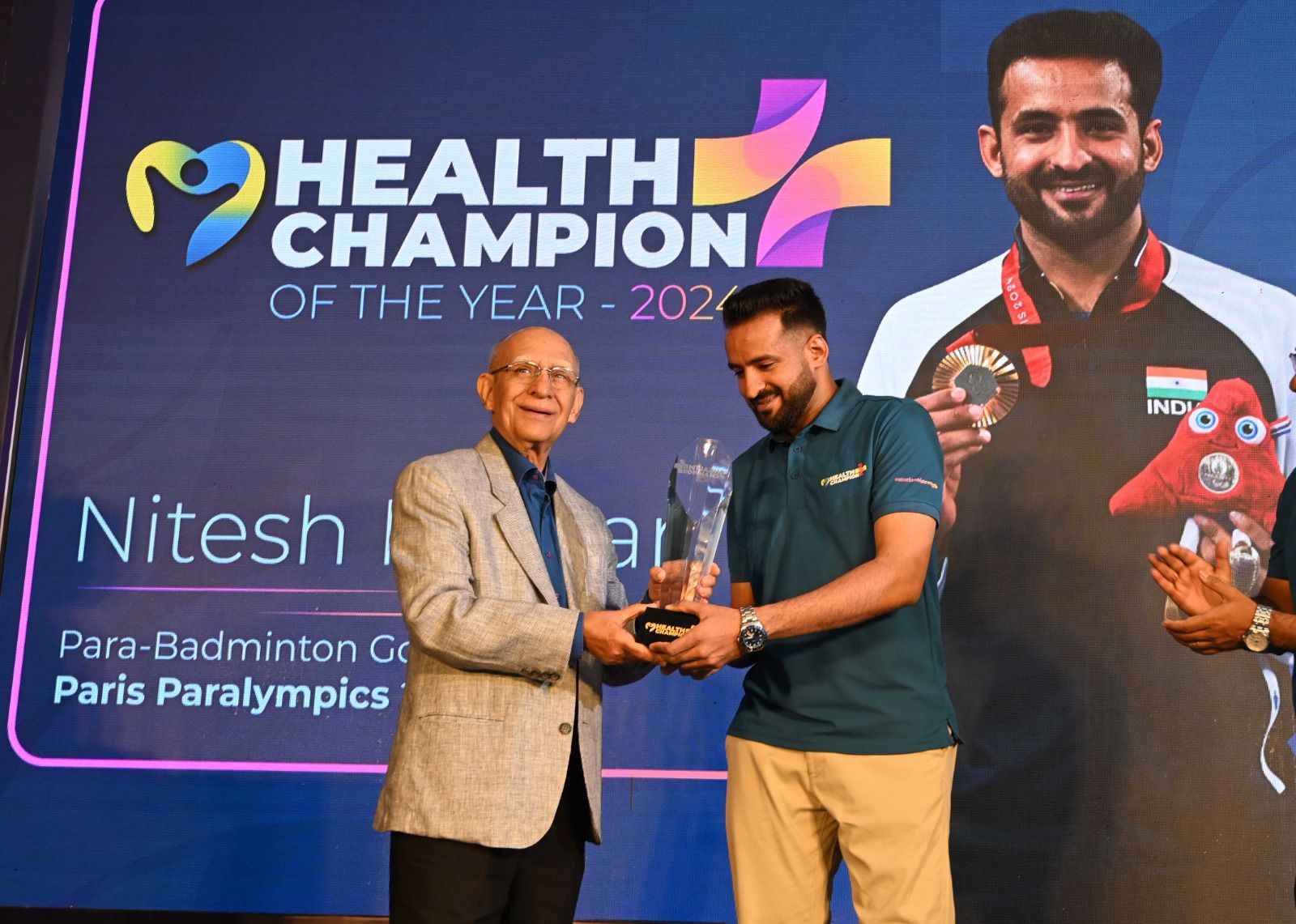 Paralympic Gold Medallist Nitesh Kumar Honoured as Health Champion of ...