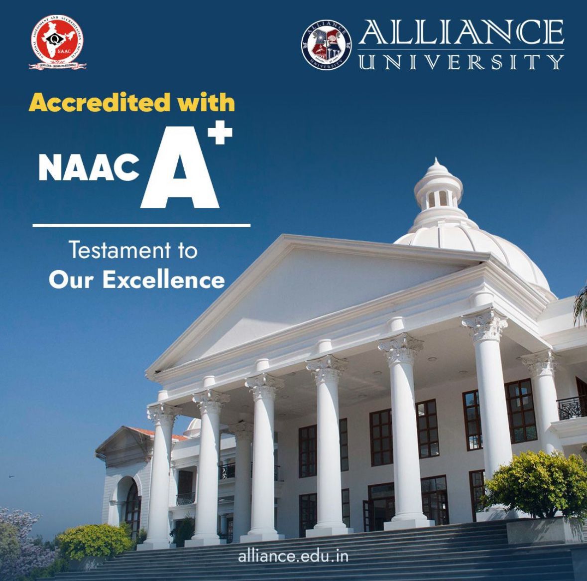 Alliance University Awarded A+ Accreditation by NAAC in First ...